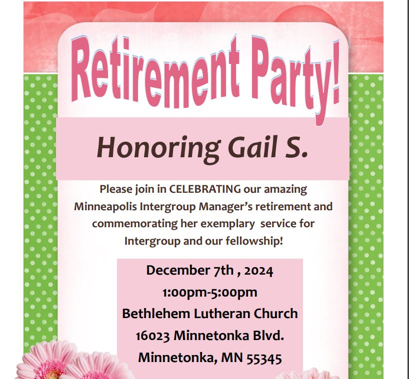 12/7/2024 – Minneapolis Intergroup Office Manager Gail S. – Retirement ...