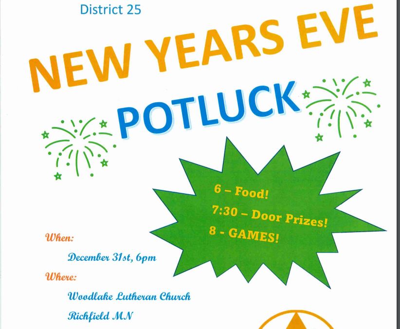12/31/2024 – District 25, New Year’s Eve Potluck – District 14, Area 36 AA